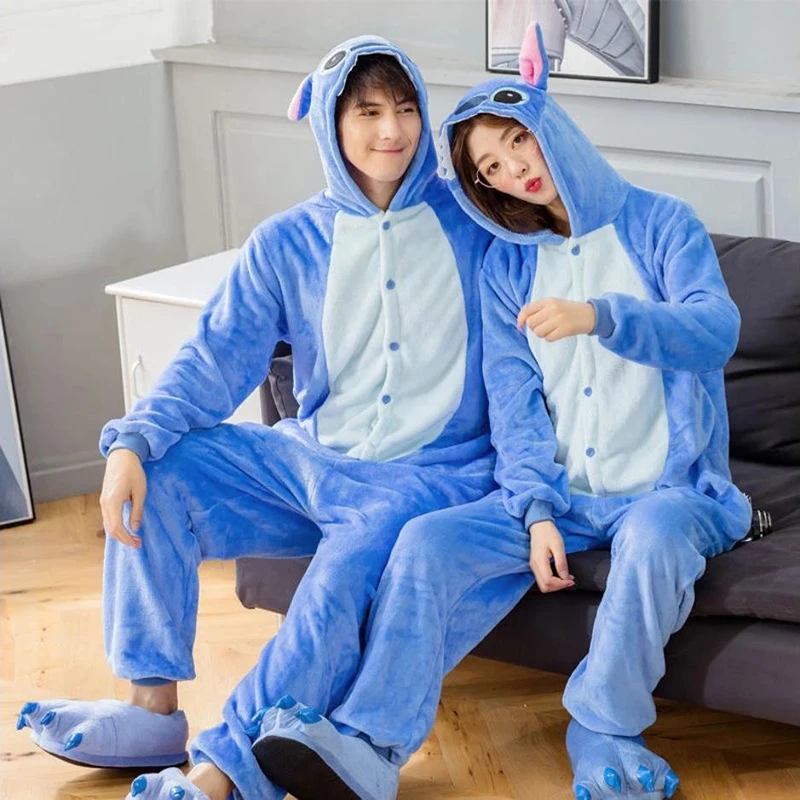 Stitch Angel Onesie For Adult Kids Cute Couples Animal Onesies Halloween Costumes Animal Pajamas ...