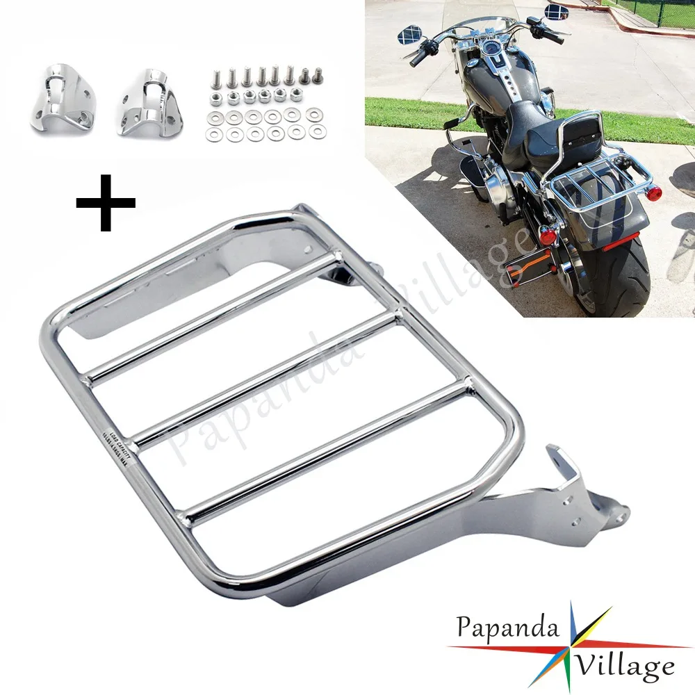 Chrome Steel Sport Sissy Bar Backrest Rear Luggage Rack Kit for Harley ...