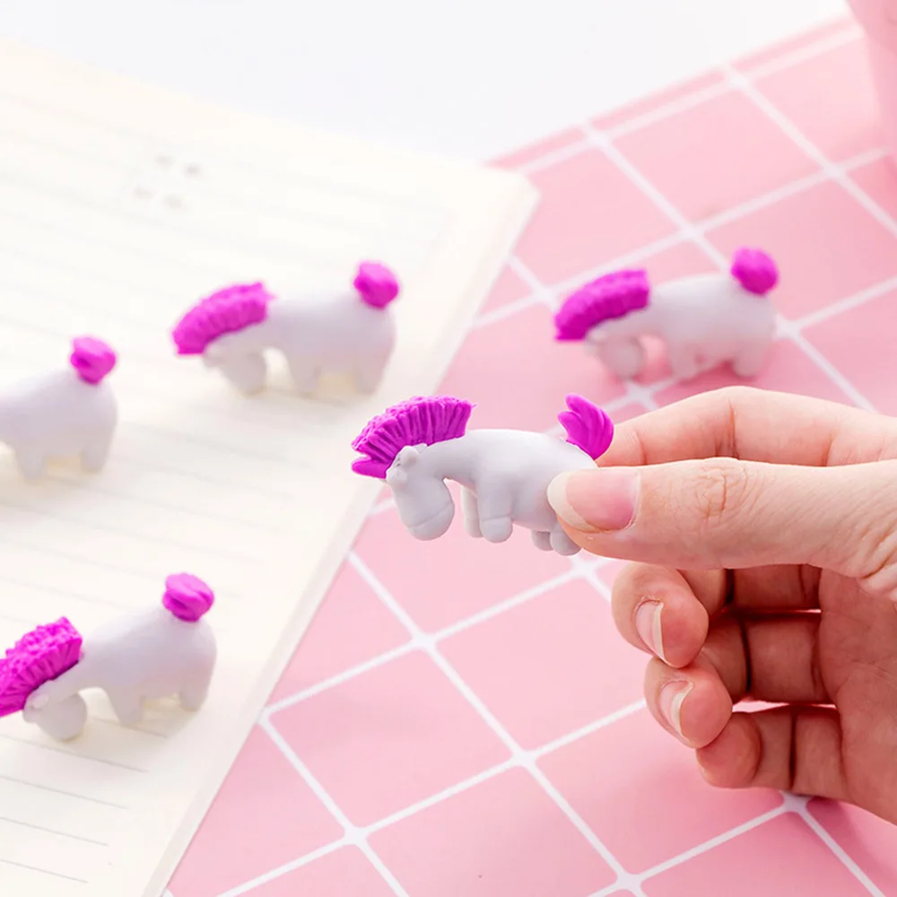 3 Pcs/pack Cartoon Unicorn Rainbow Erasers Writing Drawing Rubber ...
