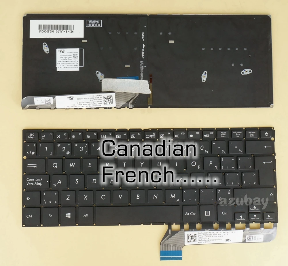 Canadian French Keyboard For Asus Zenbook Ux306ua Ux305uab Nsk-wb7bu ...