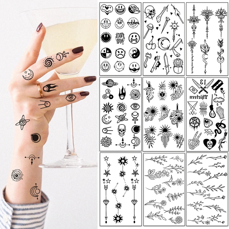 12Pcs-Lot-hand-finger-tattoo-sticker-mini-small-size-star-sun-moon ...