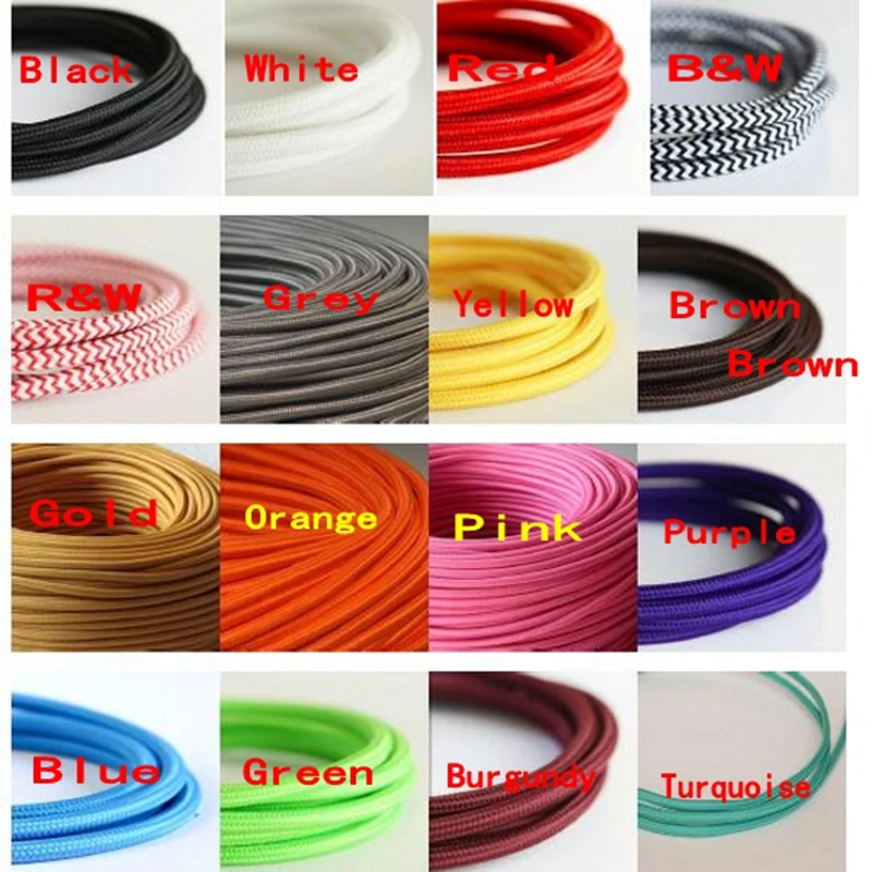 Vintage 2 Core Electrical Wire Copper Twisted Fabric Cable Woven 0.75mm ...