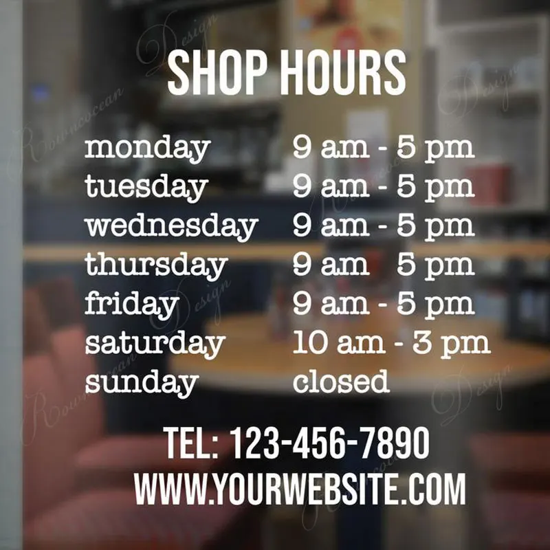 Custom-Business-Shop-Hours-Window-Decals-Personalized-Store-Time-Vinyl ...