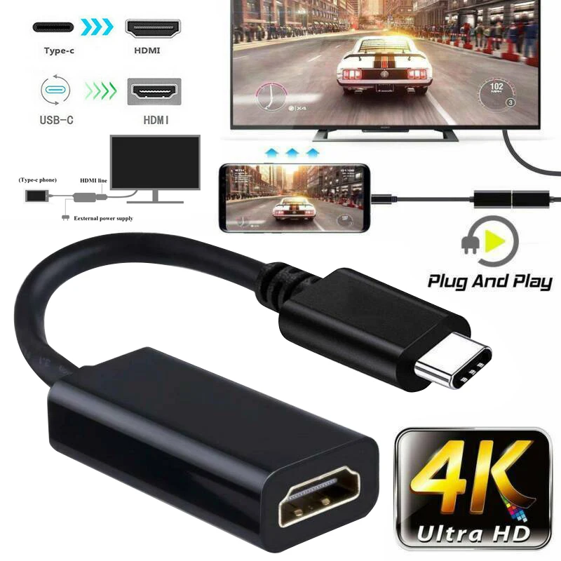 USB-C Type C to HDMI Adapter USB 3.1 Cable for Android Phone Tablet ...