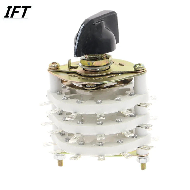 6P5T 6 Pole 5 Position 3 Deck Band Channel Rotary Switch Selector with ...