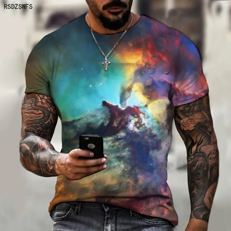 Camiseta con estampado 3D colorido para hombre, camisa de verano a la ...