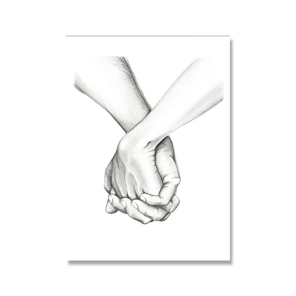Black And White People Holding Hands Drawing