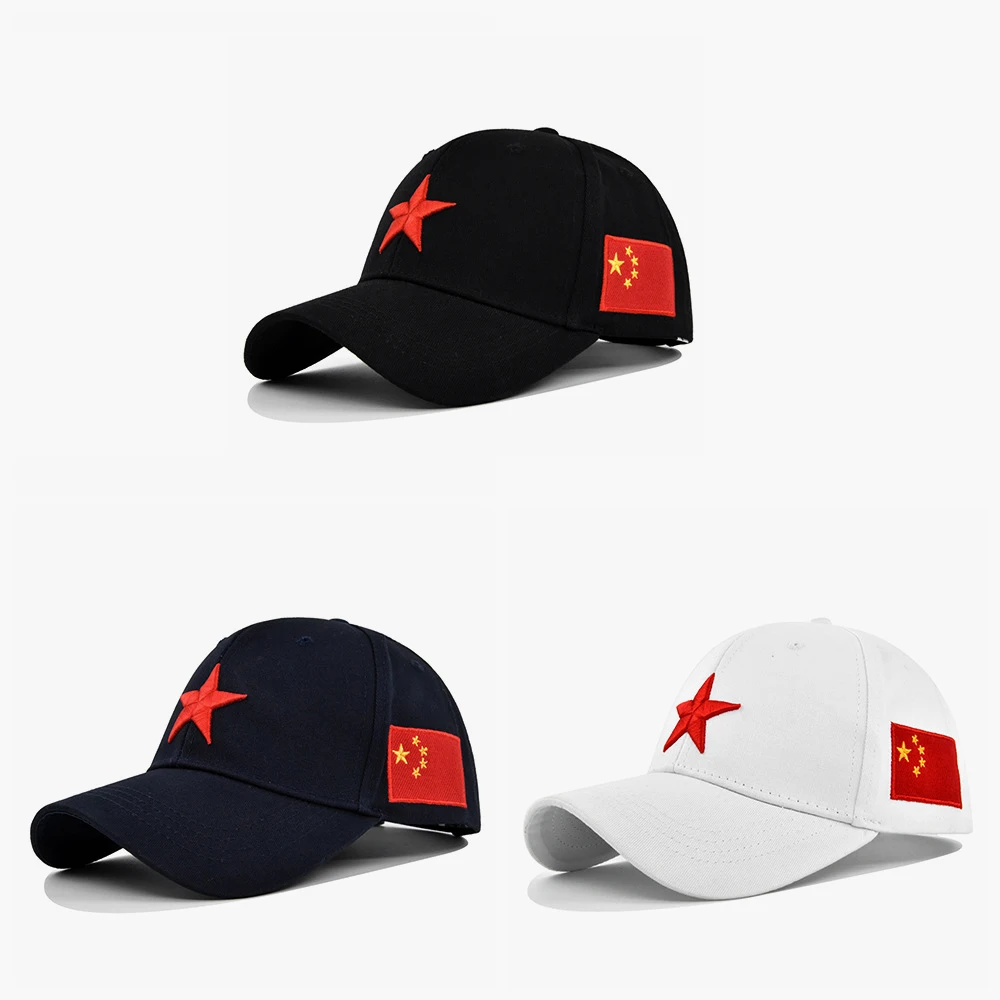 Baseball-Cap-Snapback-Hat-The-Chinese-national-flag-Pentagram-Sun-hat ...