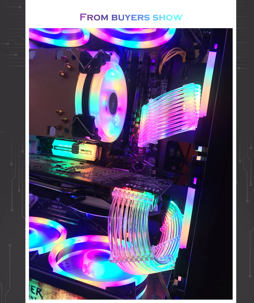Kit de couleur (GPU ATX 8PinX3) Câble RGB d'extension PSU,ligne de ...