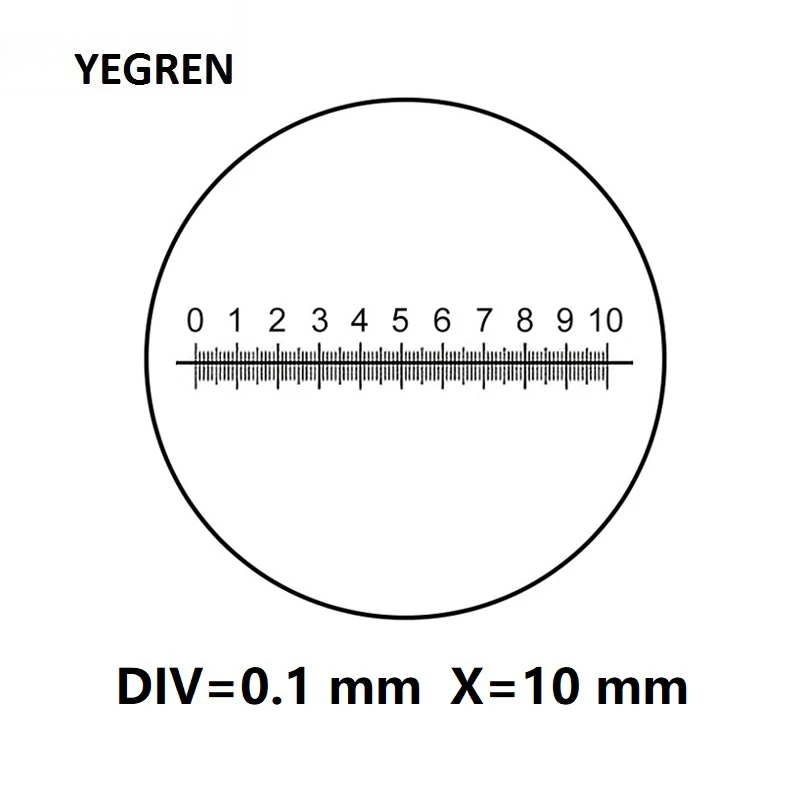 X=10 Mm Ocular Micrometer Div 0.1 Mm Reticle Ruler Horizontal Measuring ...