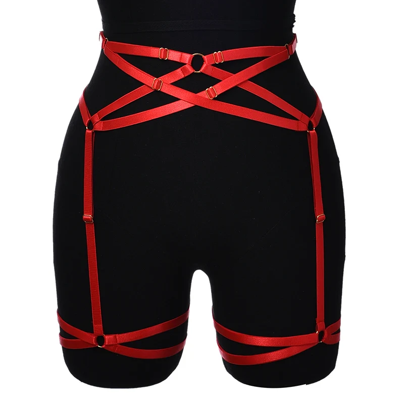 Red-Stockings-Garter-Sexy-Body-Harness-Belt-Hollow-Leg-Ring-Bondage ...