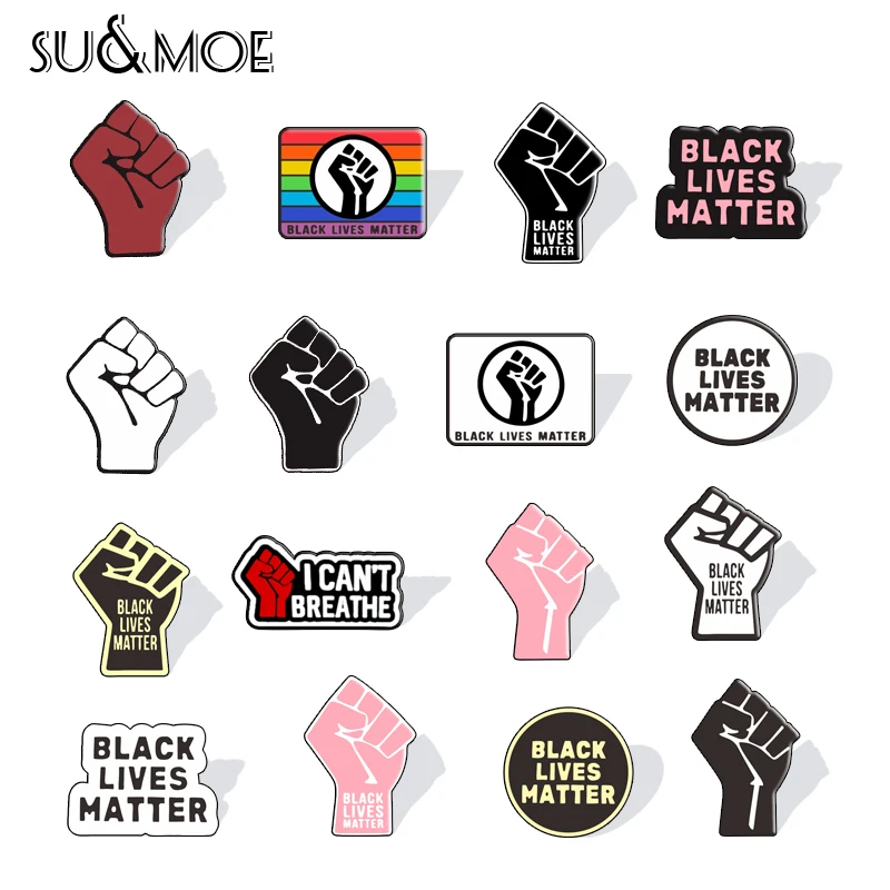 BLM Rist Acrylic Enamel Pins Custom Black Lives Matter Brooches Lapel ...