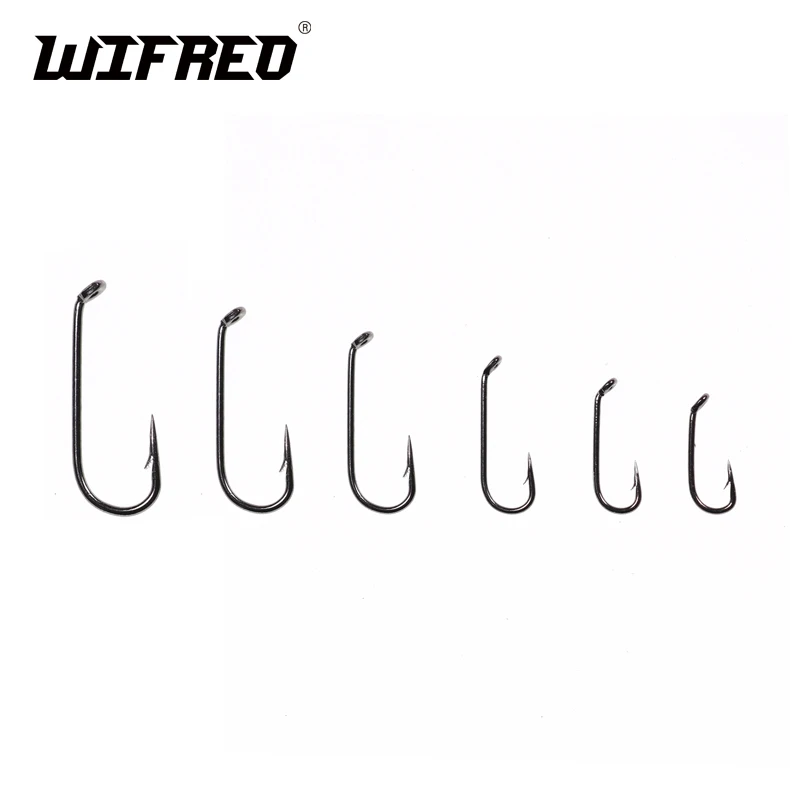 Wifreo 50PCS 2X Long Shank Standard Wire Dry Fly Tying Hook Caddis Blue Dun Nymph Fly Fish Hook