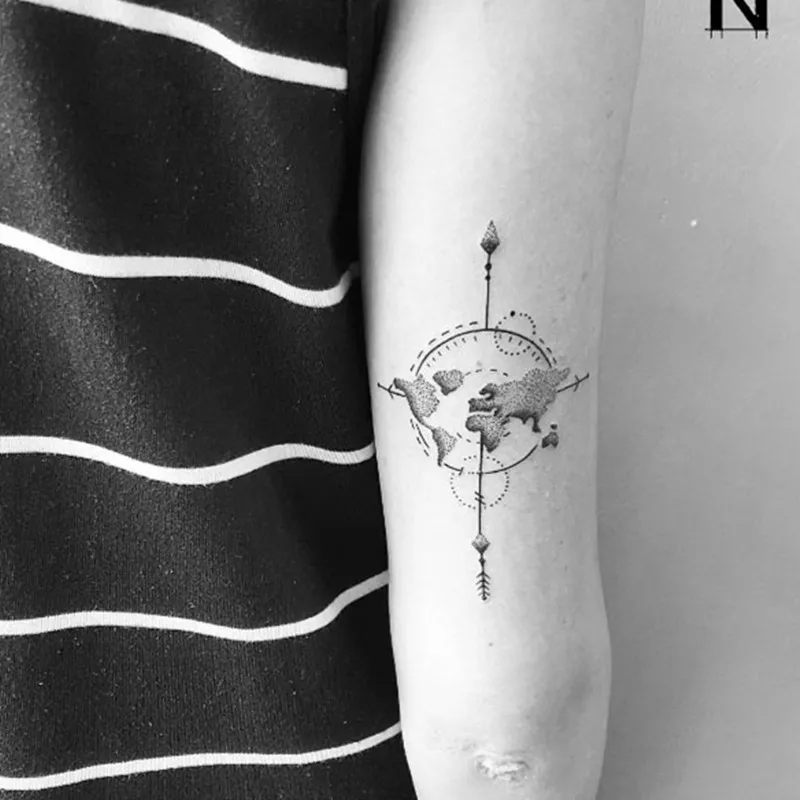 Globe Map Tattoo