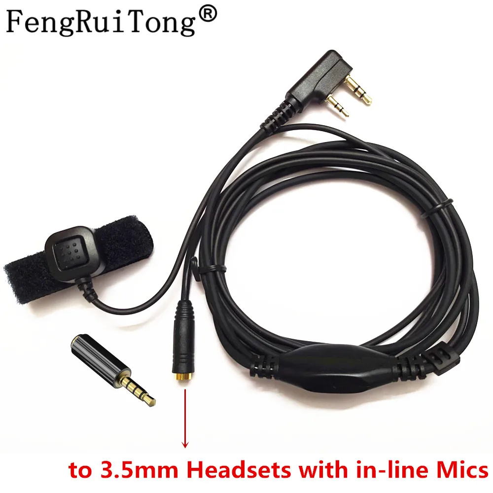 2 Pin K1 to 3.5MM Adapter with PTT-to-Talk ( with 2 Pin BaoFeng ...