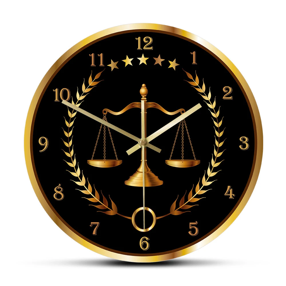 Scale Of Justice Modern Wall Clock Non Ticking Timepiece Lawyer Office ...