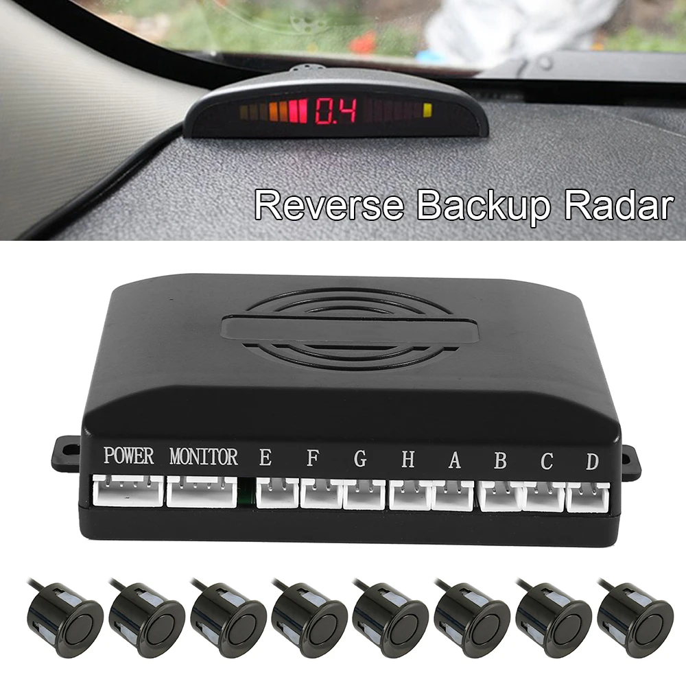 Universal Car Parking Sensor Kit with 4/8 Sensors Display/Buzzer Voice ...