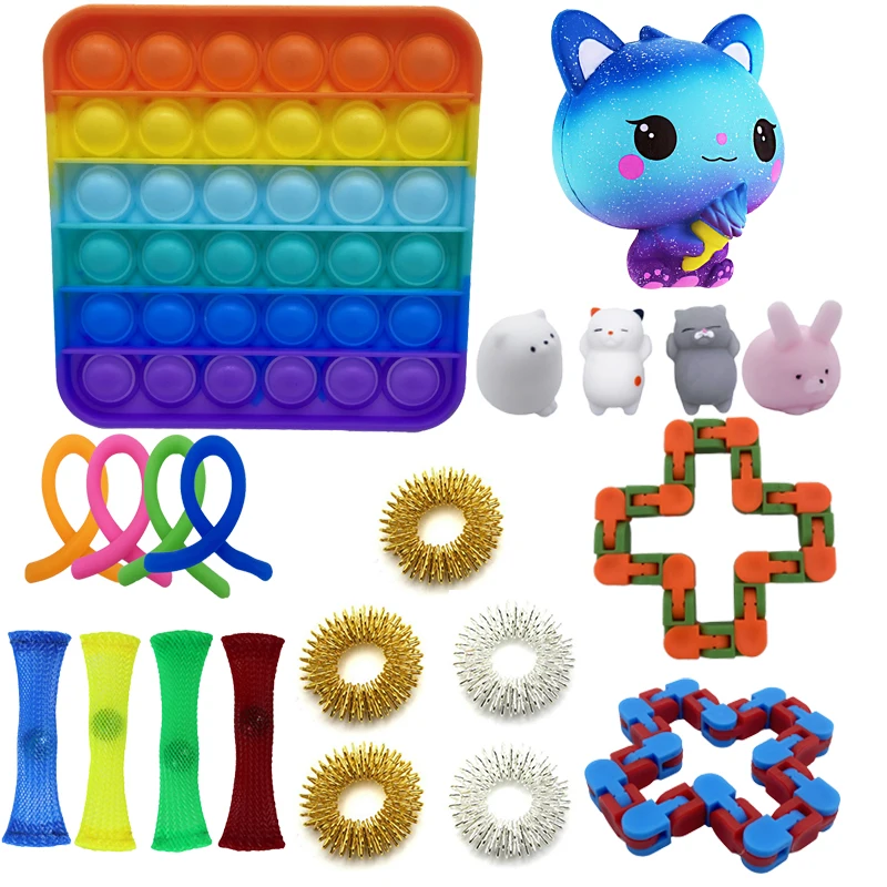 Bubble Fidget Toys Anti Stress Set Stretchy Strings Gift Pack Adults ...