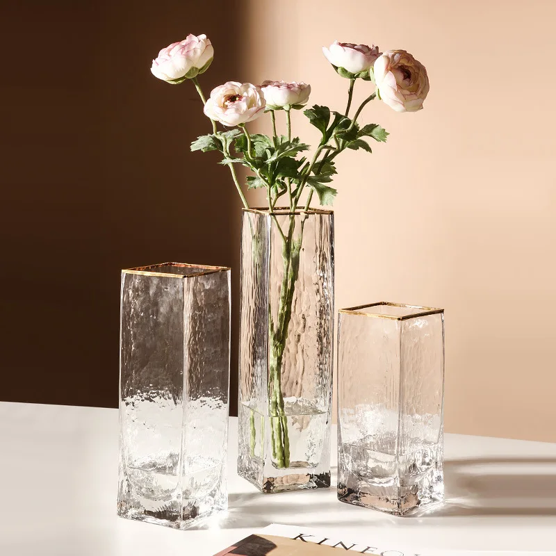 Square Glass Vase With Flowers
