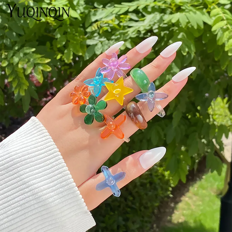 2021 New Flower Big Cute Rings for Teen Girls Fashion Minimalist ...