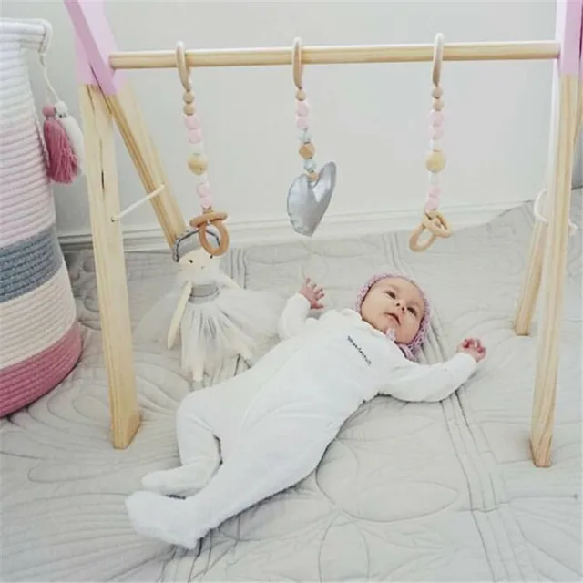 Baby Gym Wood Frame Toy Room Decor Play Wooden Nursery Sensory Infant ...