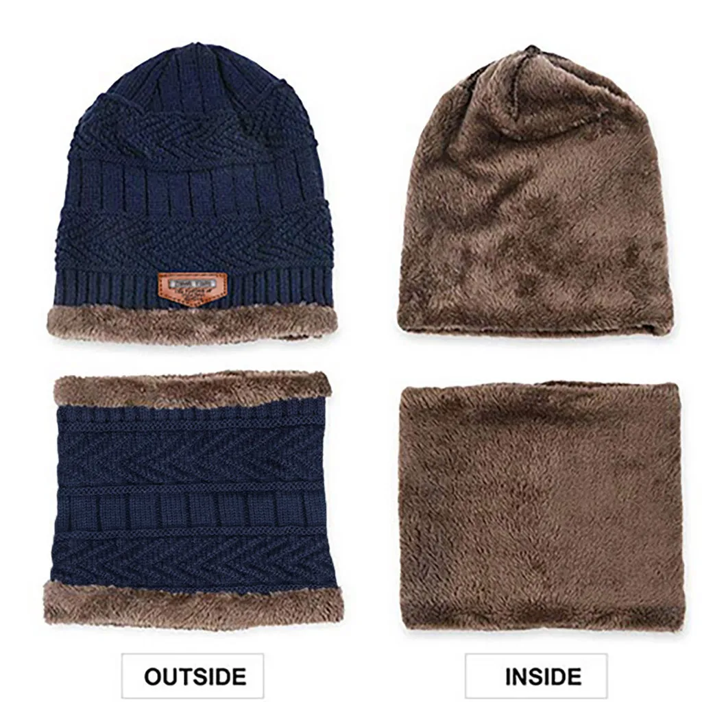Шапка мужская 2 шт. зимняя шапка шарф набор для мужчин зимние шапочки ...