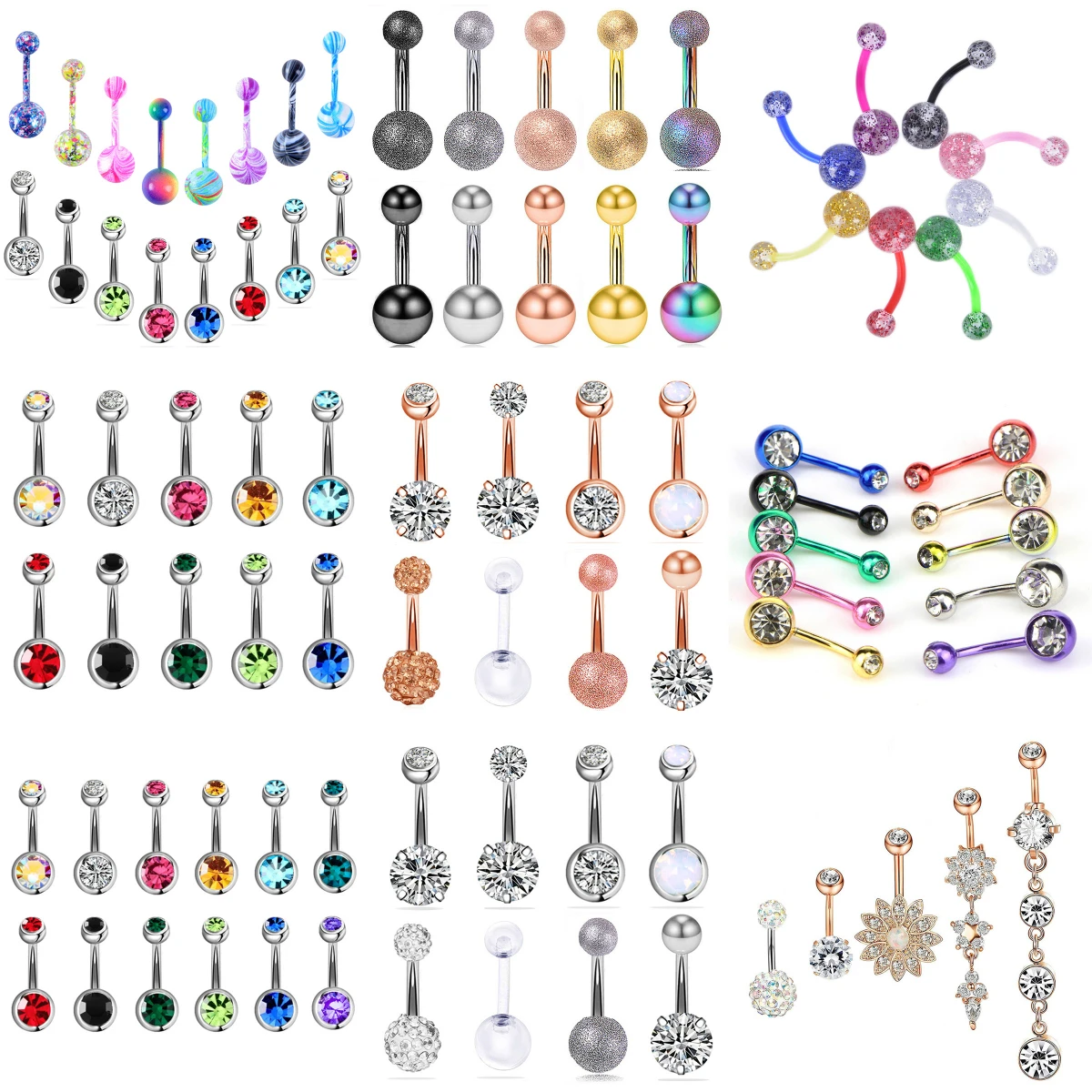 1set Surgical Steel Belly Piercings Navel Piercing Sexy Piercing ...