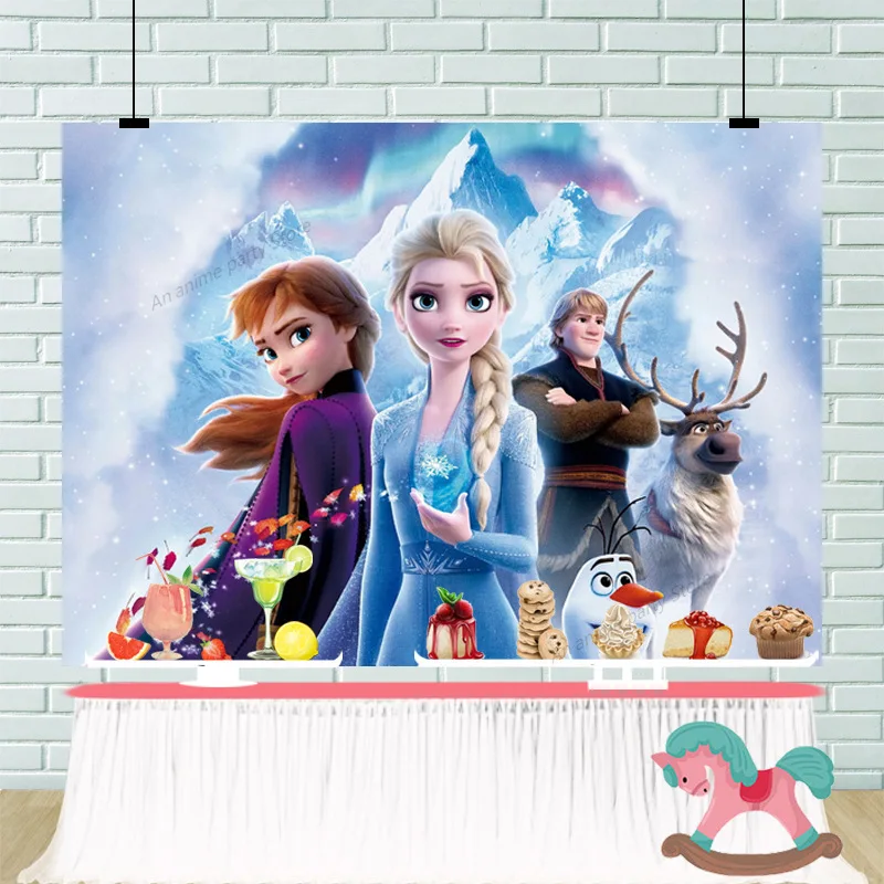 Hot Frozen 2 Party Backdrops Curtain Photobooth Backdrop Cloth Children ...