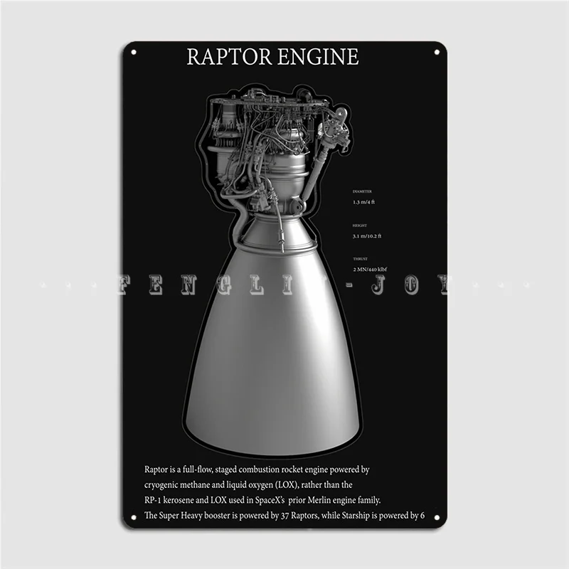 Spacex Raptor Engine Spacex Starship Metal Sign plates Design Club Bar ...