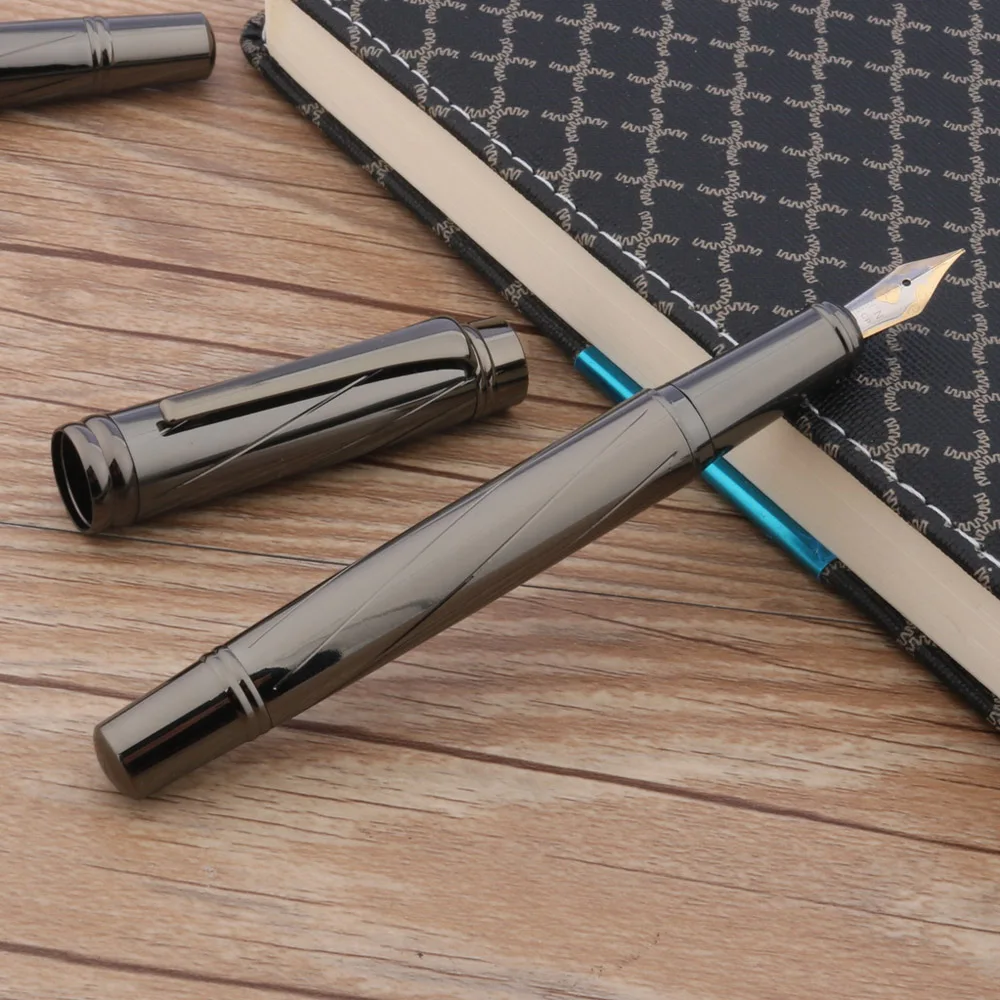 High Quality Metal Fountain Pen Gun Gray Iridium Medium Nib Ink Pen ...