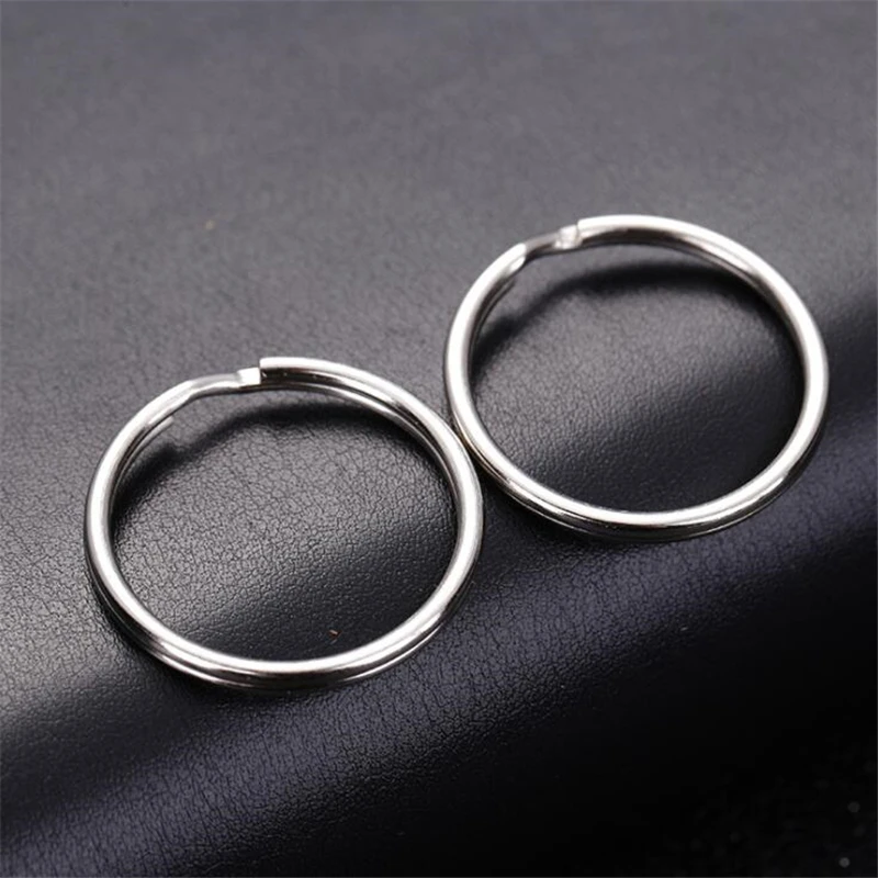 50pcs 12/15/20/25/28/30/32/38mm Silver Color Keyring Stainless Steel ...