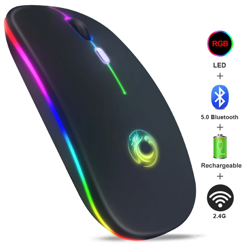 Rgb Wireless Mouse Wireless Bluetooth 5.0 Mouse Computer Silent Usb ...
