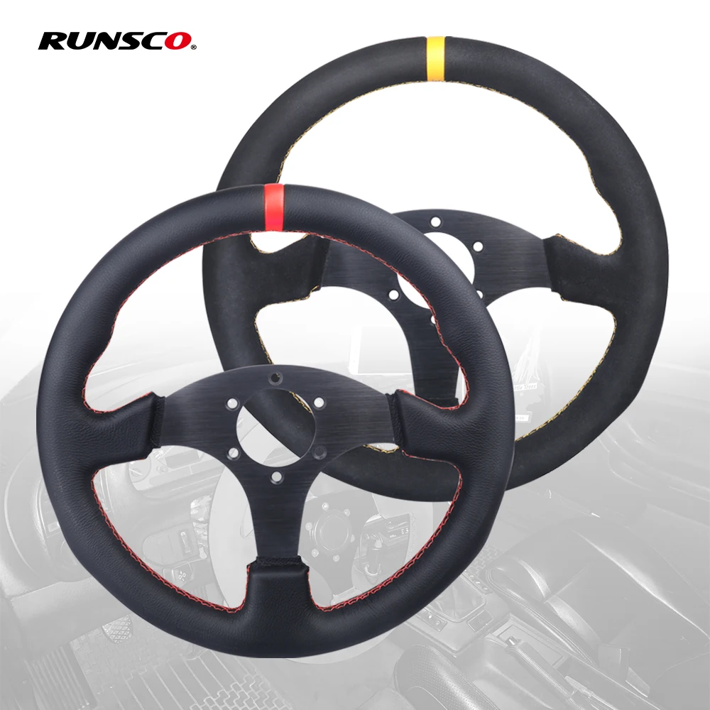 330mm-Steering-Wheel-Leather-Suede-Drift-Simulation-Racing-Game-13-Inch ...