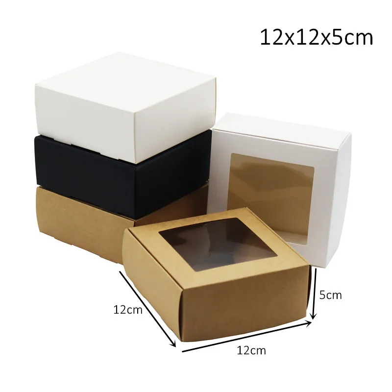 12x12x5cm-Kraft-Paper-Gift-Box-with-Window-Packaging-Display-Paper-Box ...