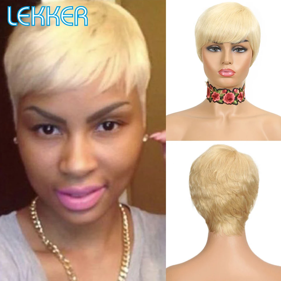 Lekker-613-Blonde-Short-Pixie-Cut-Bob-Human-Hair-Wigs-For-Women ...