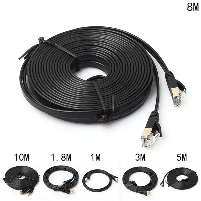 Cat7 Network LAN Cable SSTP RJ45 10Gbps Internet Flat Patch Cable High ...
