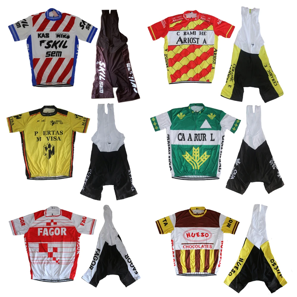 Classic Cycling Jersey men Short sleeve bib shorts Gel pad Cycling ...
