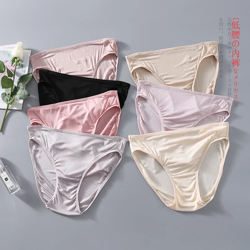 Bragas sexys de cintura baja para mujer, ropa interior, lencería M L XL SG009, 100% seda, 4 ...