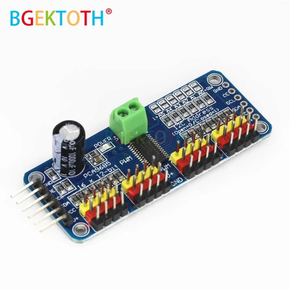 Módulo de interfaz de Servo Driver I2C PCA9685, 16 canales, 12 bits, PWM, para Módulo de escudo ...