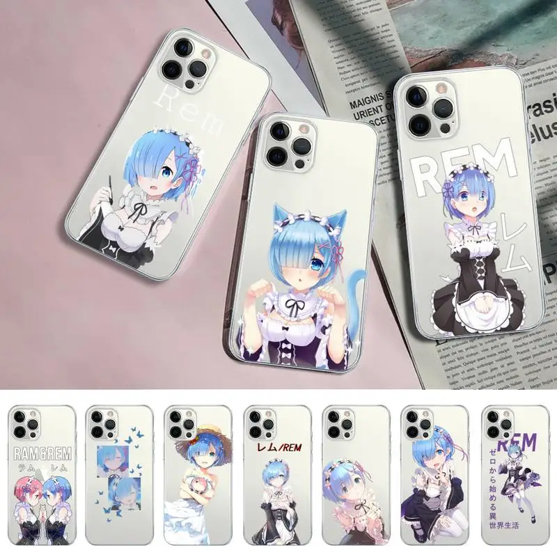 Anime Re ZERO Ram Rem 전화 케이스 iPhone 11 12 13 mini pro XS MAX 8 7 6 6S ...