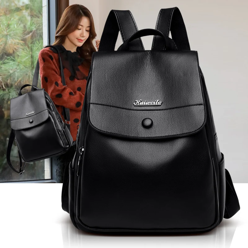 2021-New-Fashion-Women-Backpack-Korean-Style-All-match-Soft-PU-Leather ...