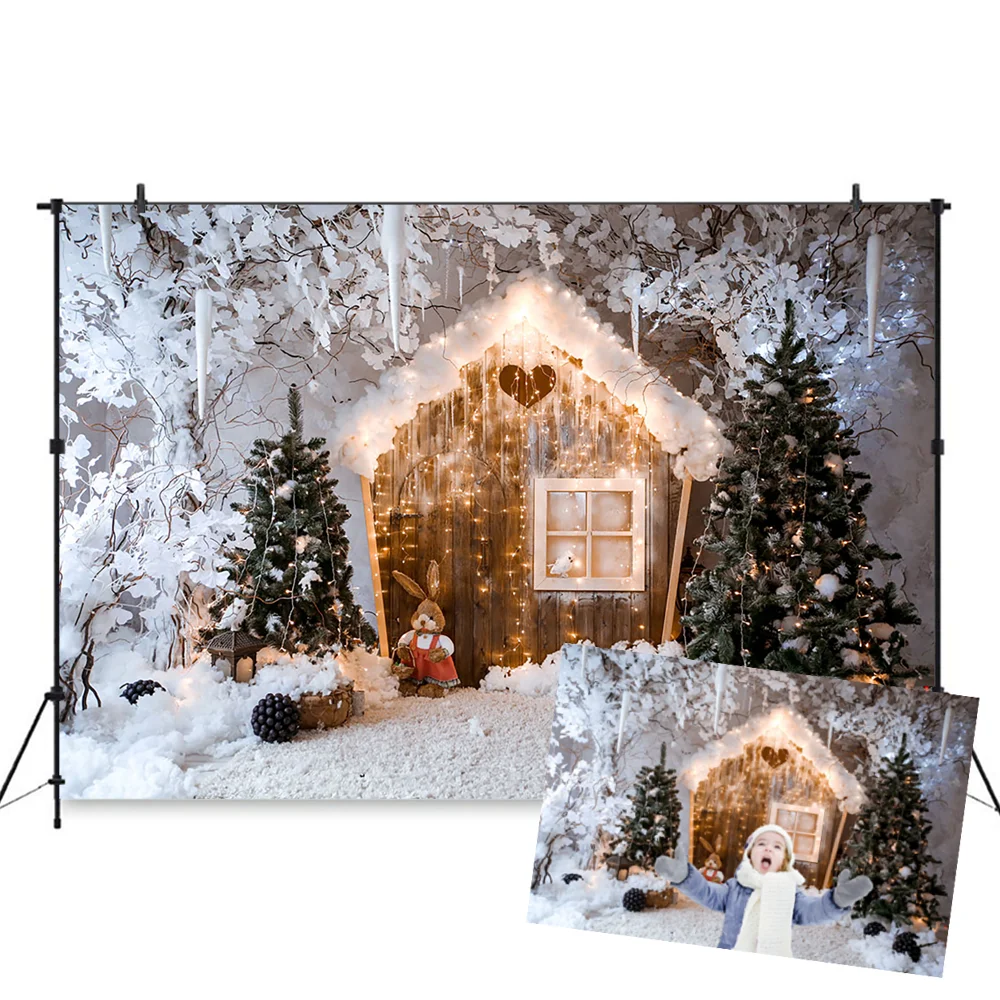 Christmas House Backdrop For Photography Snowflake Winter Wonderland ...