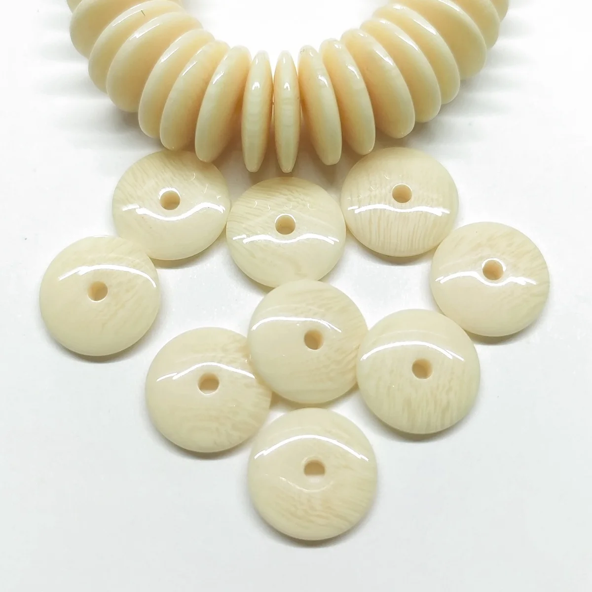 100pcs Beige Flat Round Resin Resin Imitation Ivory 6mm 8mm 10mm 12mm ...