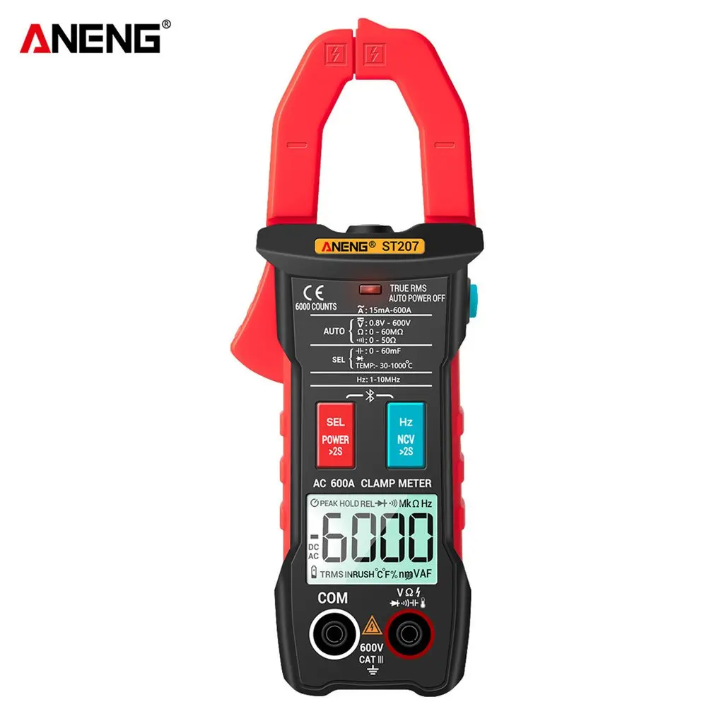 ANENG ST207 Digital Bluetooth Multimeter Clamp Meter 6000 Count True ...