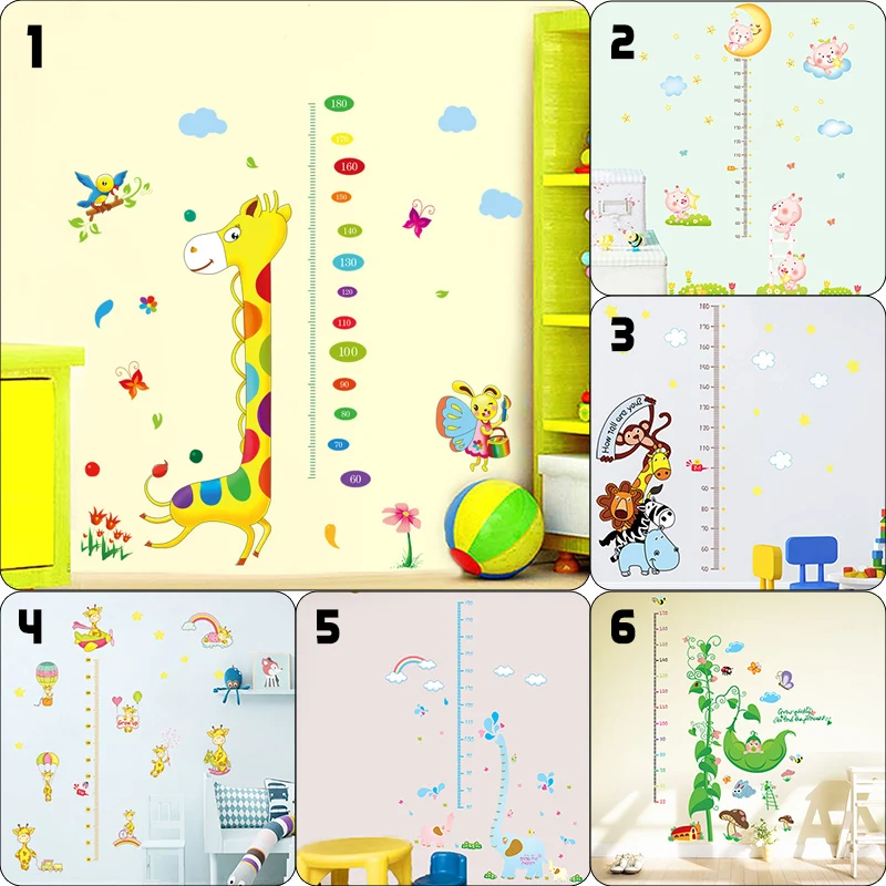 Measure Height Wall Stickers Cartoon Giraffe Pig of Kindergarten ...