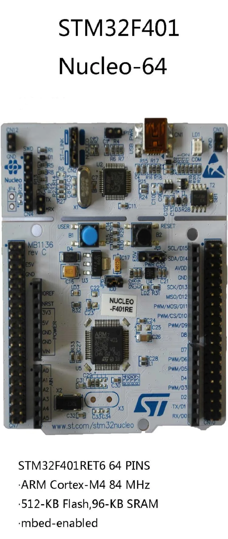 Stm32 Nucleo F401re Pinout Specs Datasheet 52 Off