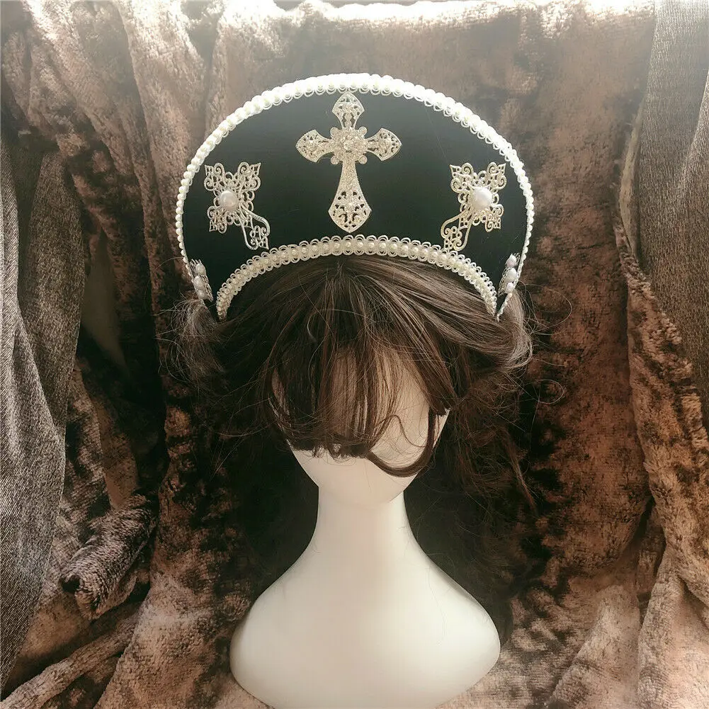 Women Cross Tudor Renaissance Headpiece Royal French Court Hood Coronet ...