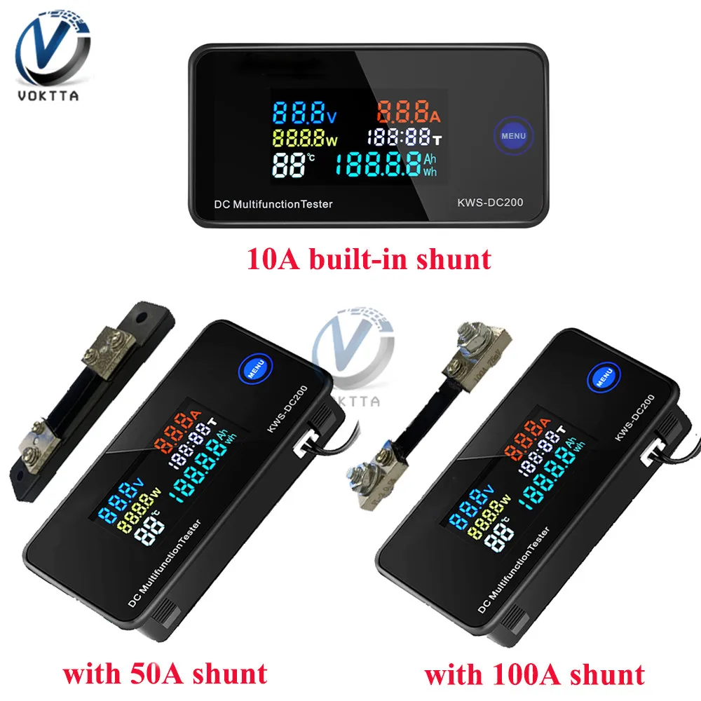 DC 0 200V Multifunction Digital Voltage Current Power Meter LED Color ...