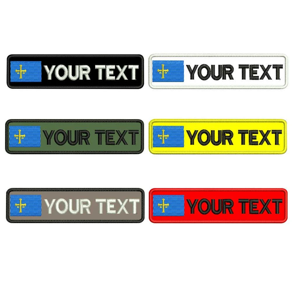 Custom Asturias Flag Name Tags Patch Embroidered Iron on Hook Backing ...