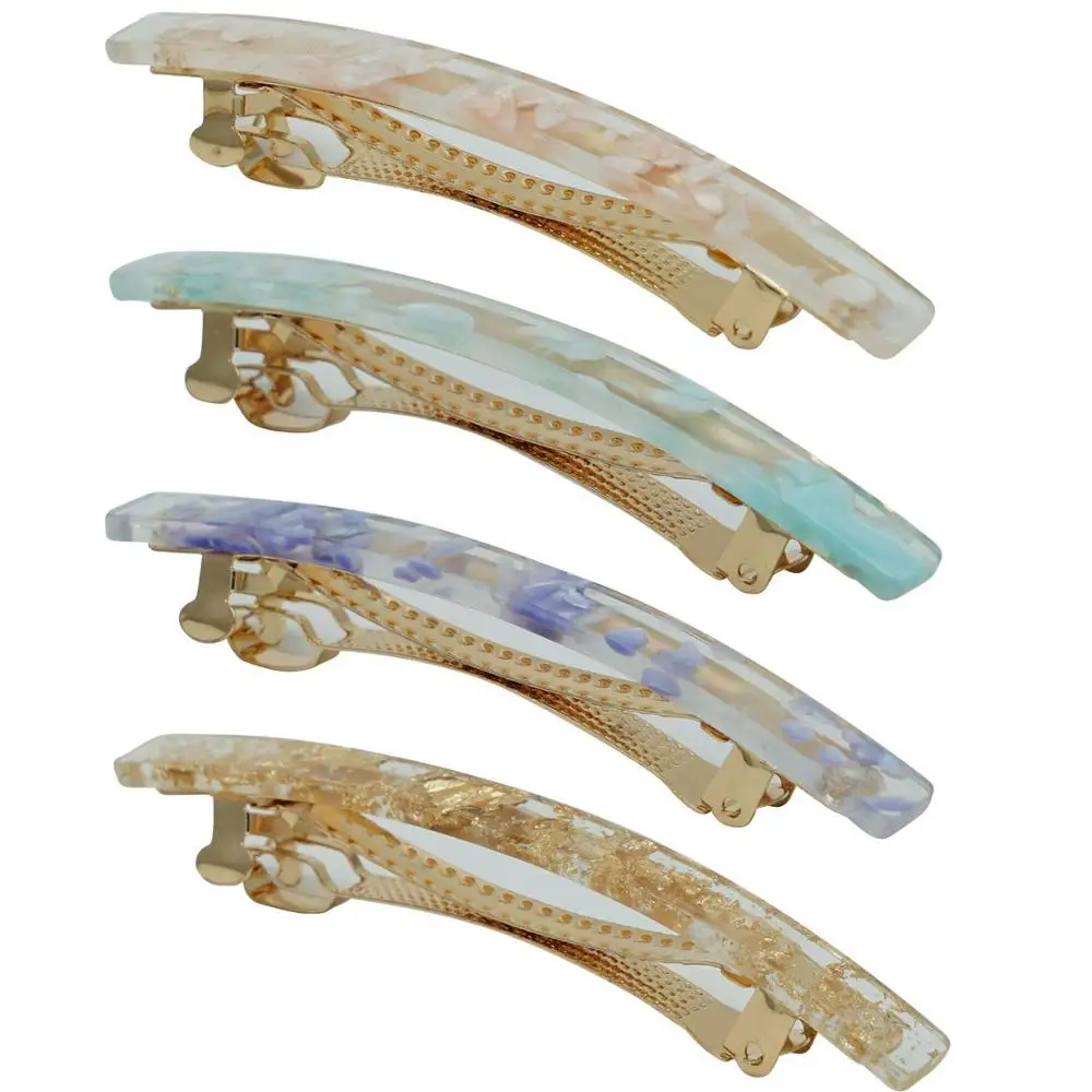 4 Pieces Tortoise Shell Hair Clips Automatic Hair Clips for Women ...